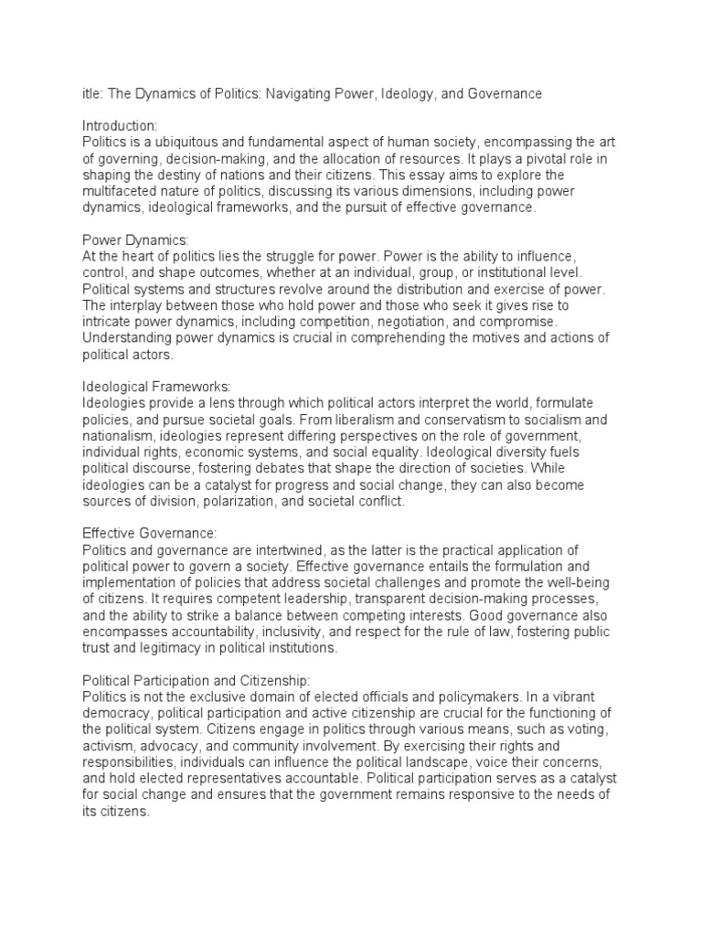 Politics and World | PDF | Science & Mathematics
