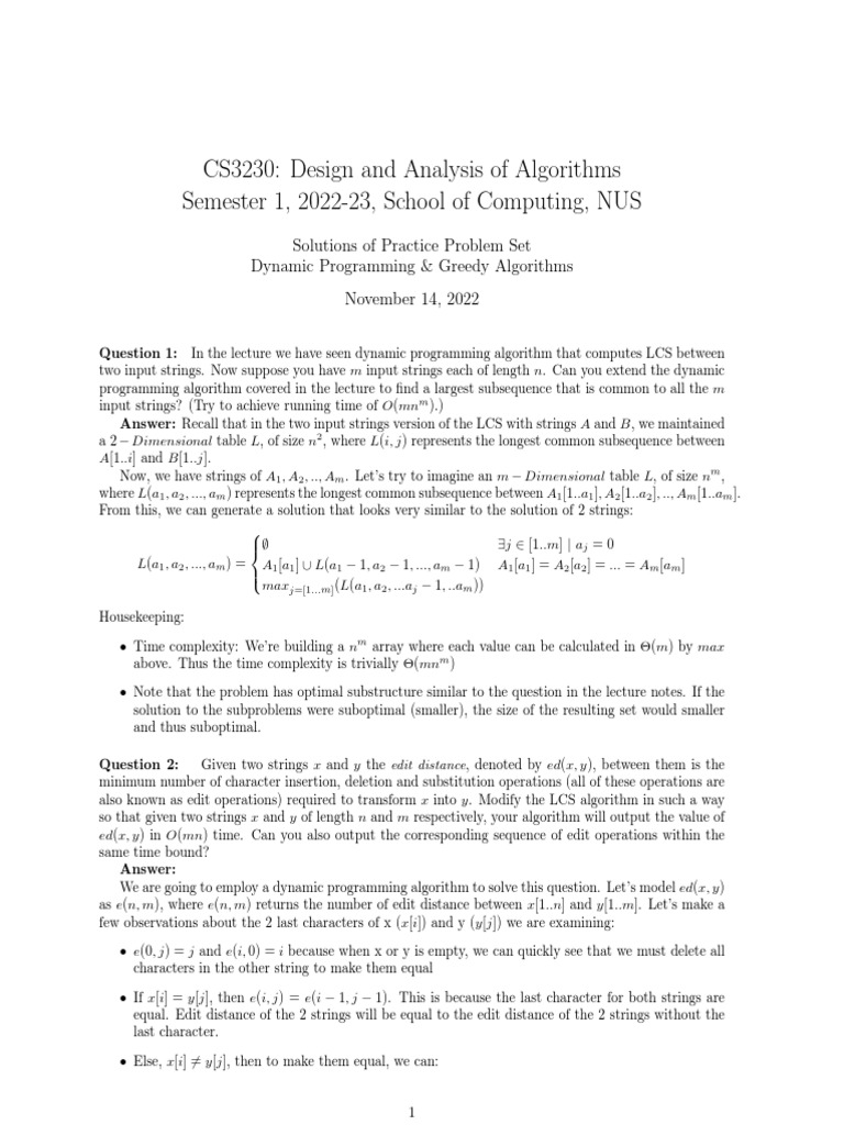 Solutions Practice Set DP Greedy | PDF | Dynamic Programming | Time ... Solutions Practice Set DP Greedy | PDF | Dynamic Programming | Time ...