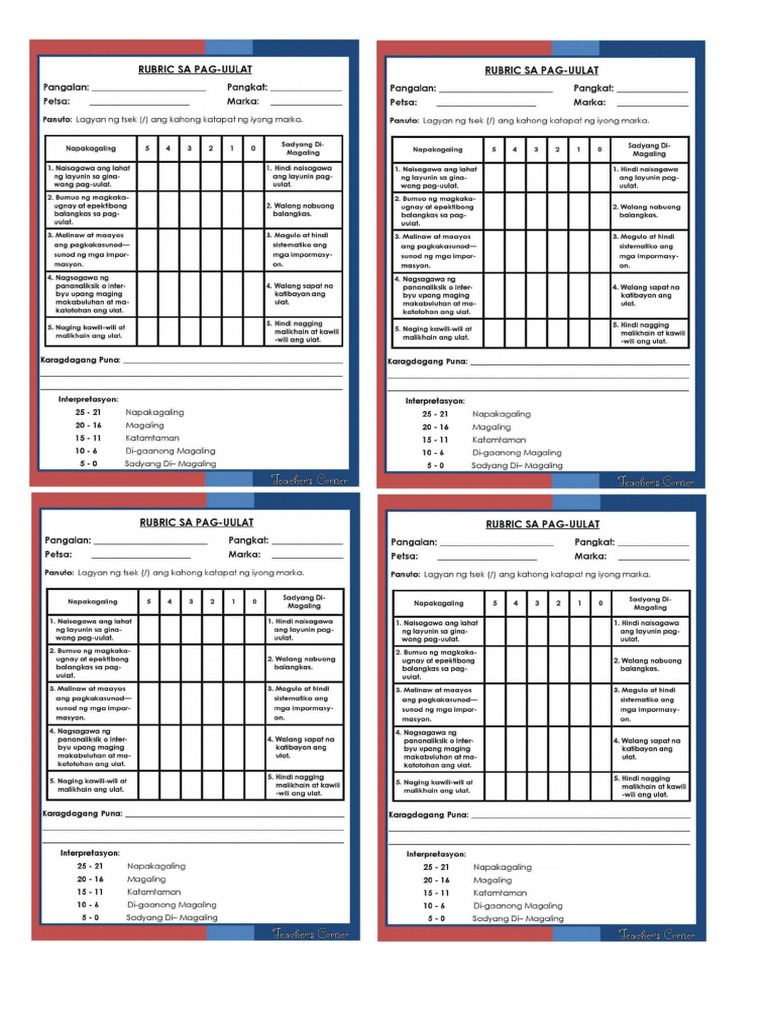 Rubrics Sa Pag-Uulat | PDF