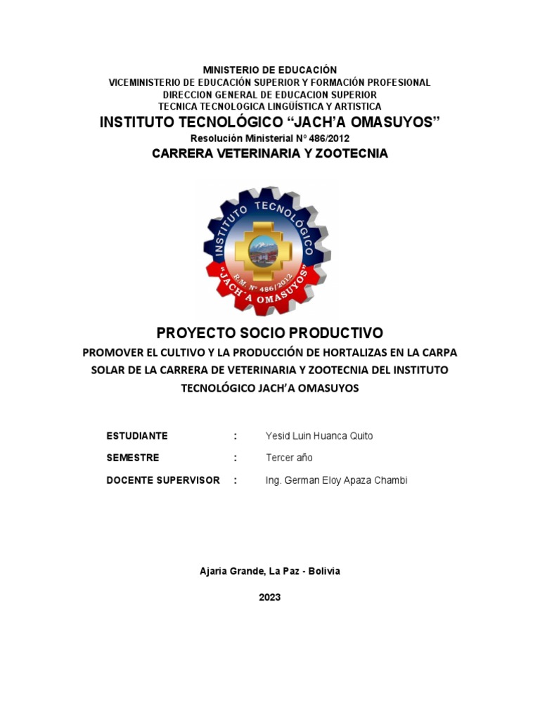 Proyecto Socio Productivo | PDF