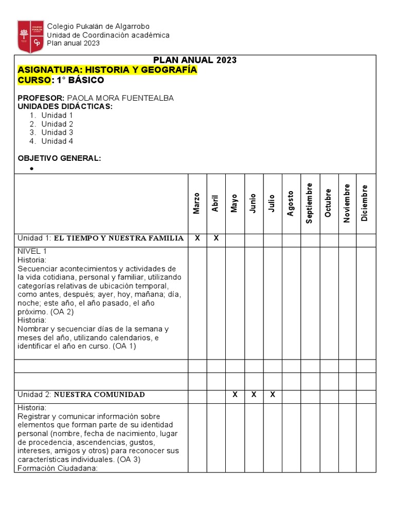 Plan Anual Historia 2023 | PDF | Chile