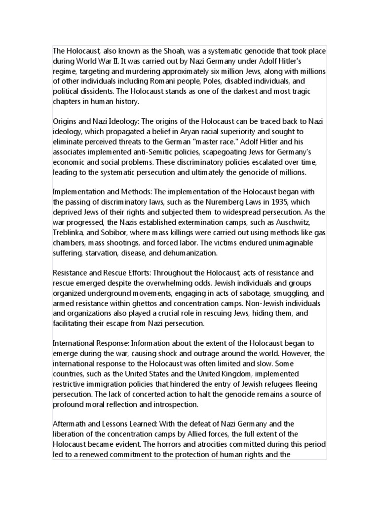 Understanding the Holocaust: A Tragic History | PDF