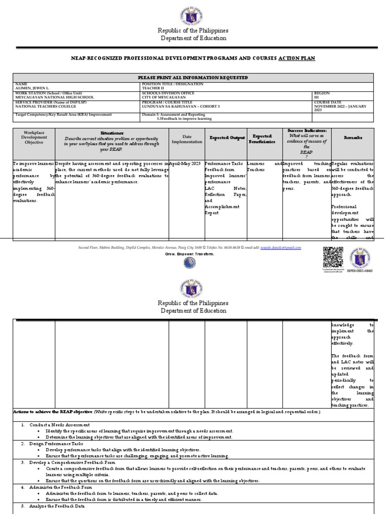 Scholars Re Entry Action Plan REAP (Alimen, Jewen) | PDF