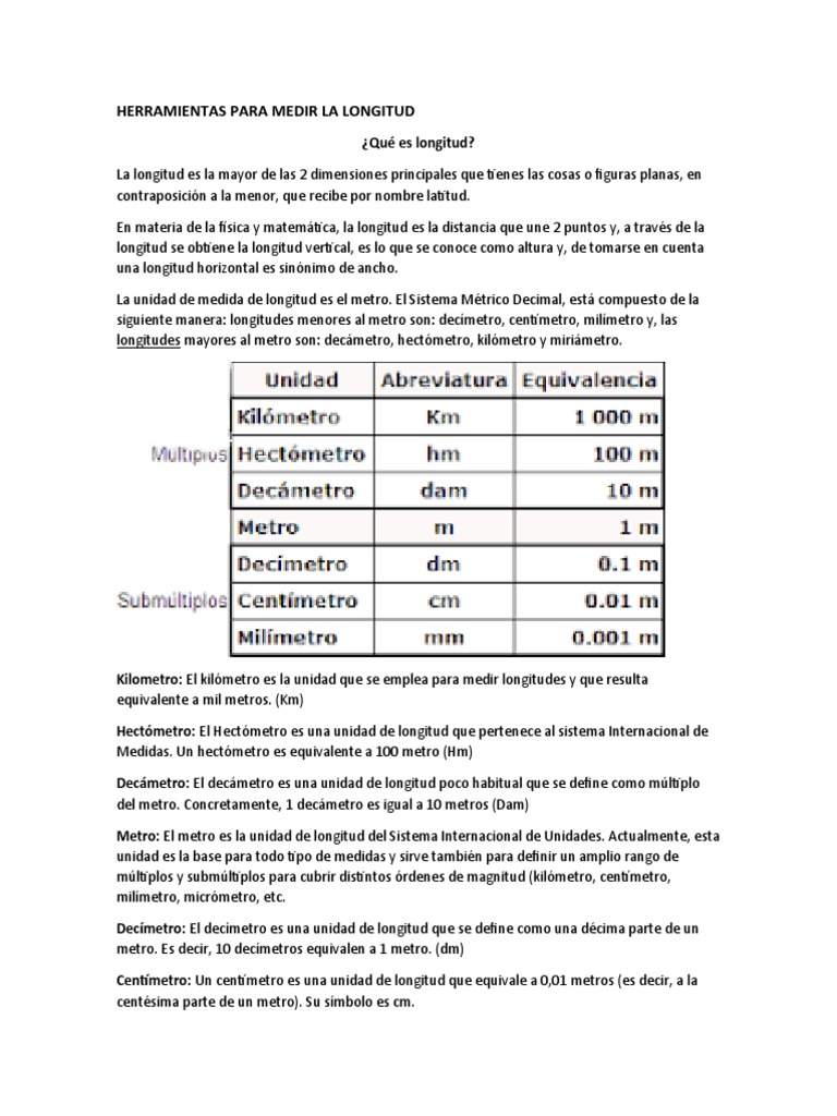 Herramientas para Medir La Longitud | PDF | Metrología | Longitud