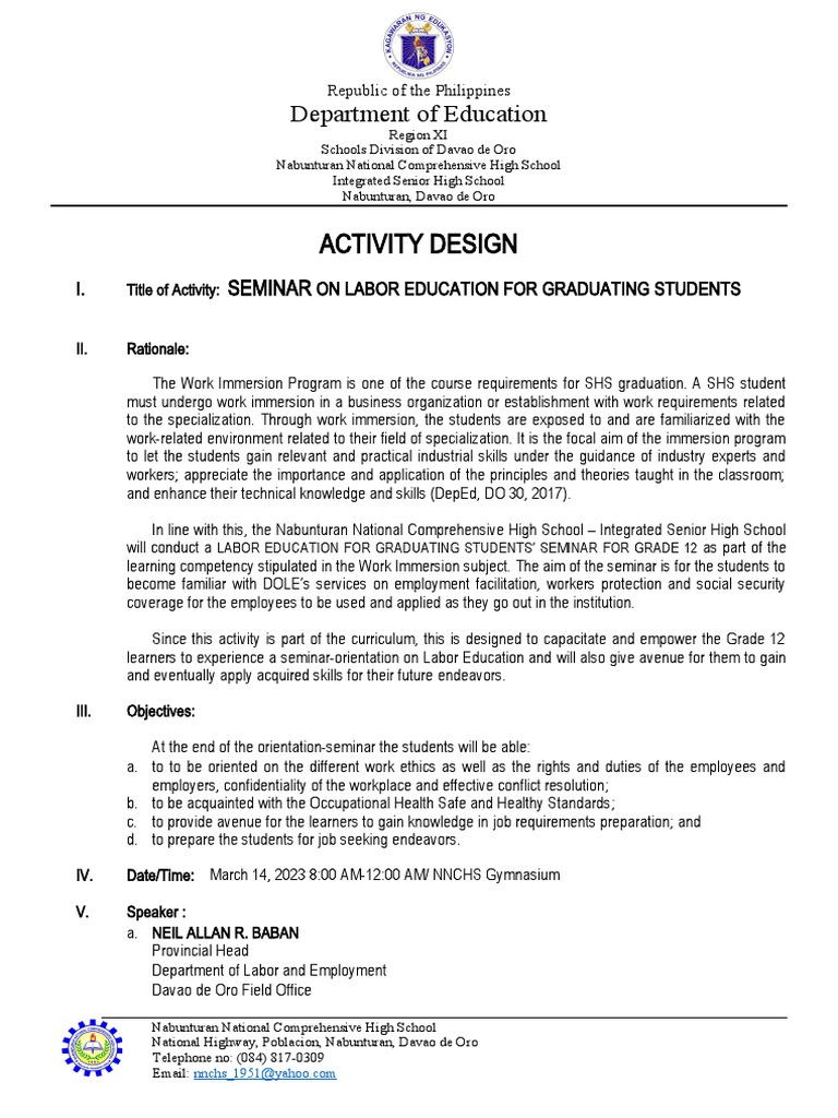 Activity Design-Legs | Download Free PDF | Curriculum | Learning