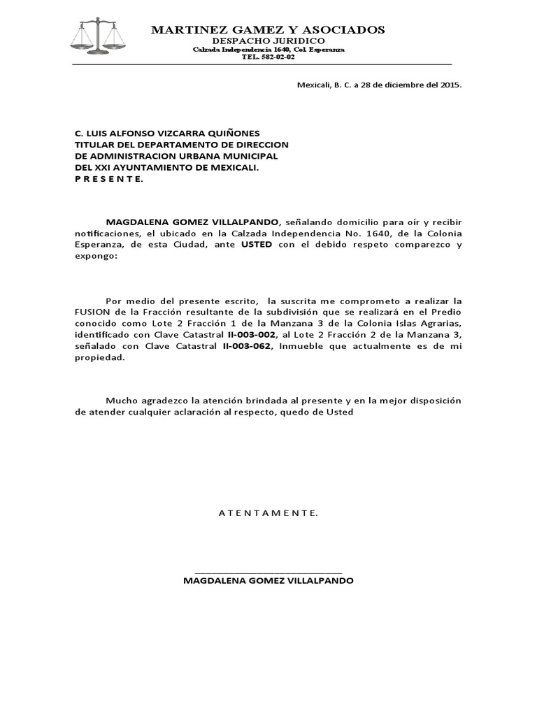 Carta A Administracion | PDF