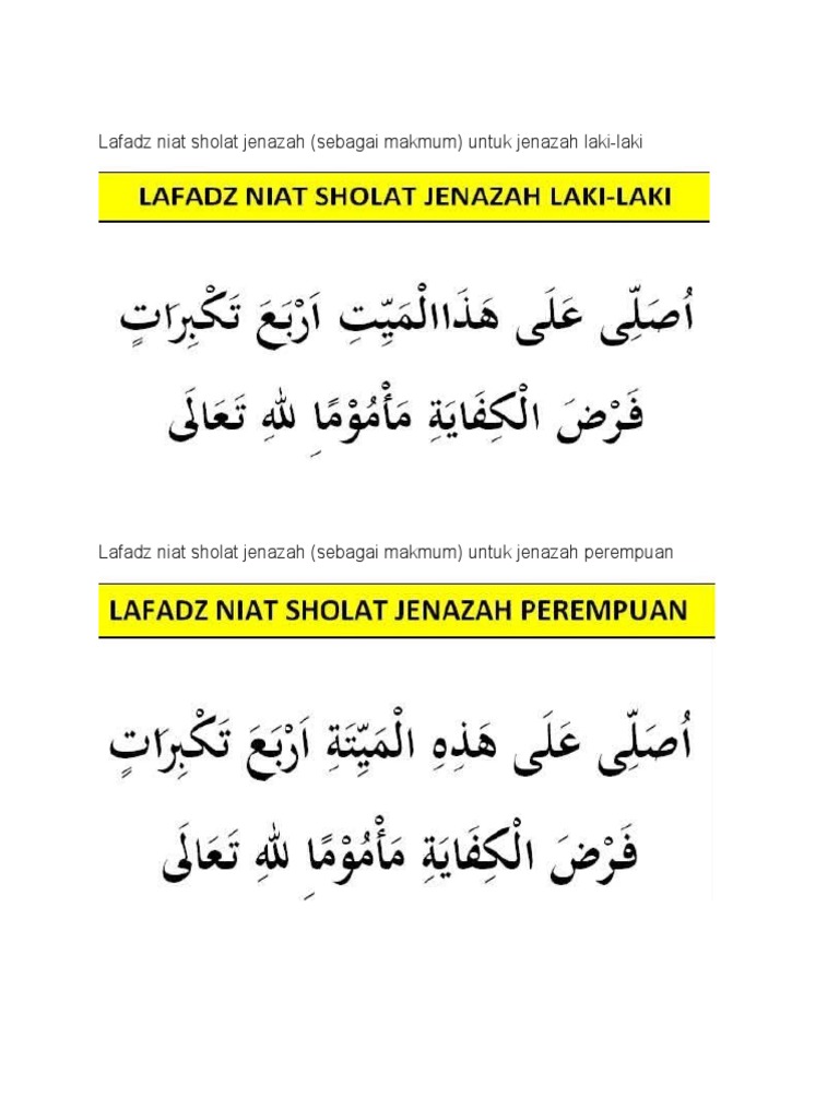 Lafadz Niat Sholat Jenazah | PDF