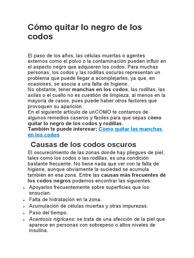 Cómo Quitar Lo Negro de Los Codos | PDF
