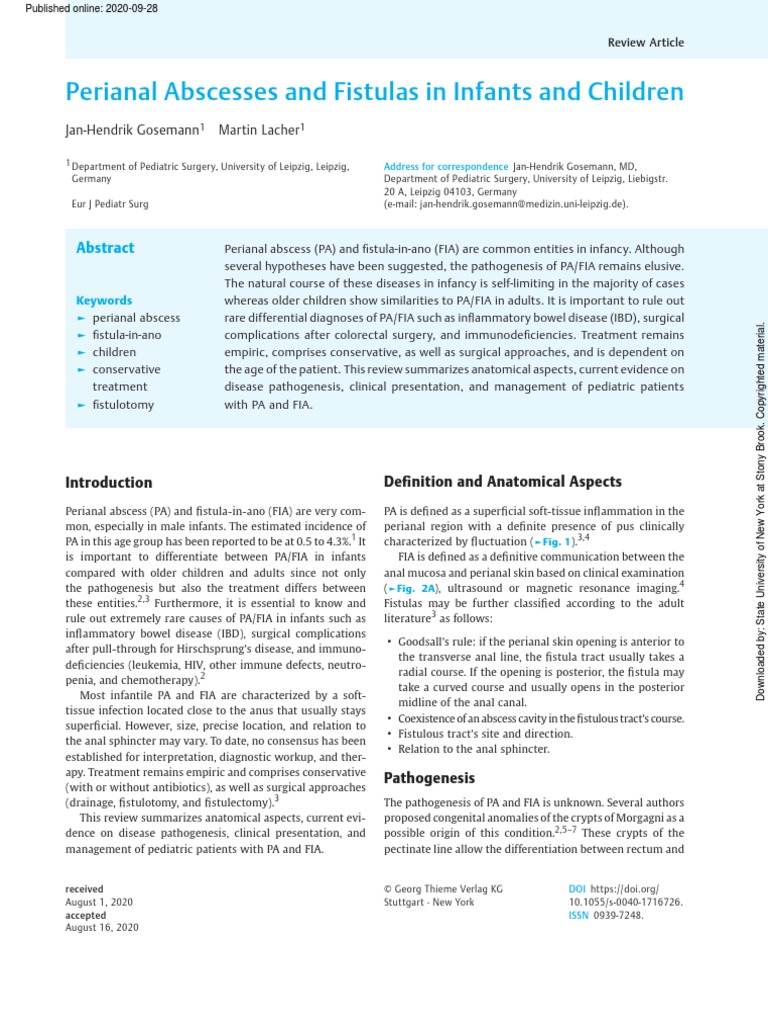 Perianal Abscesses and Fistulas in Infants and Children | PDF | Surgery ...