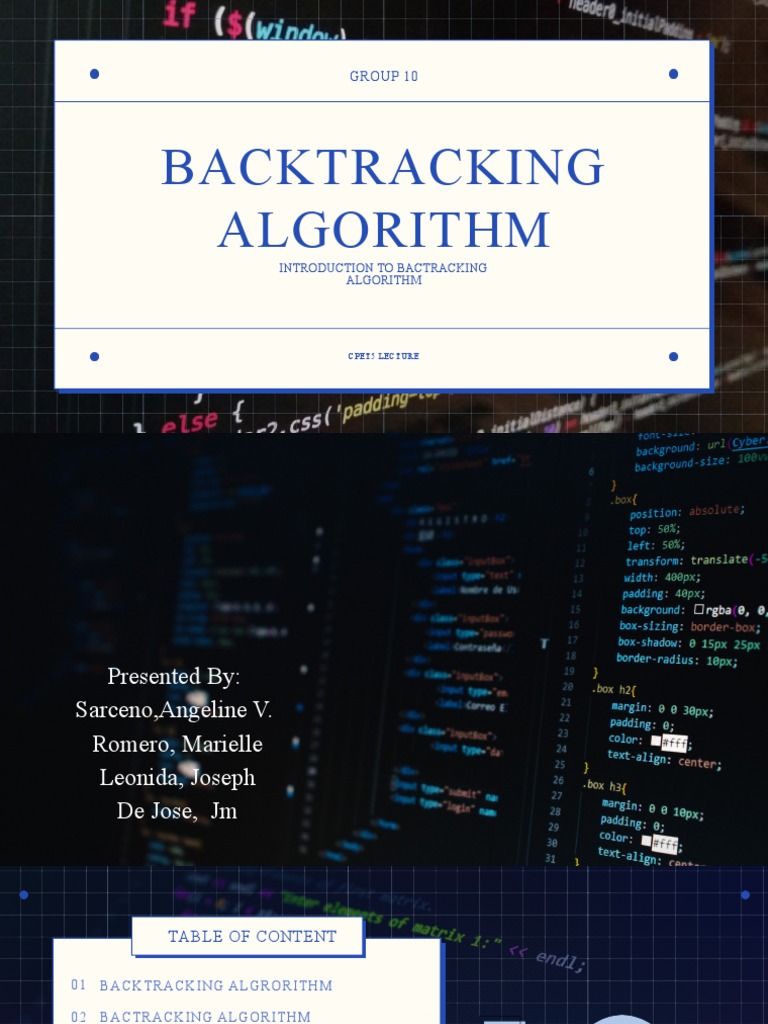 Backtracking Algorithm: Group 10 | PDF | Combinatorics | Mathematical Concepts