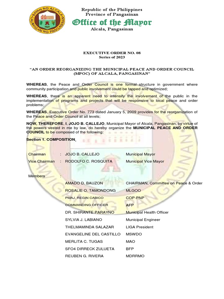 Reorganization of Alcala MPOC 2023 | PDF | Social Science