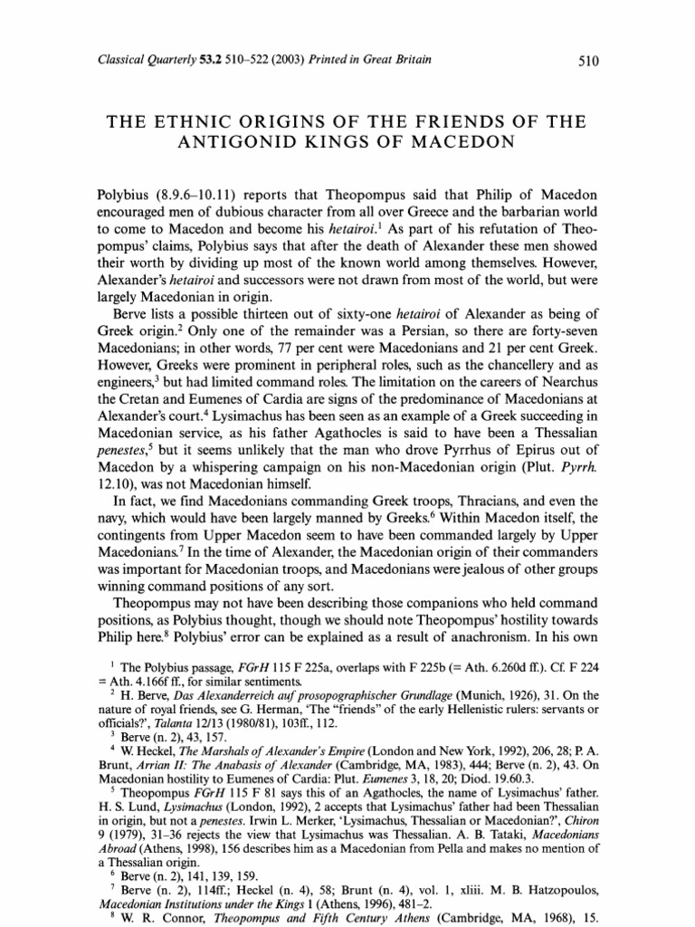 The Ethnic Origins of The Friends of The Antigonid Kings of Macedon ...