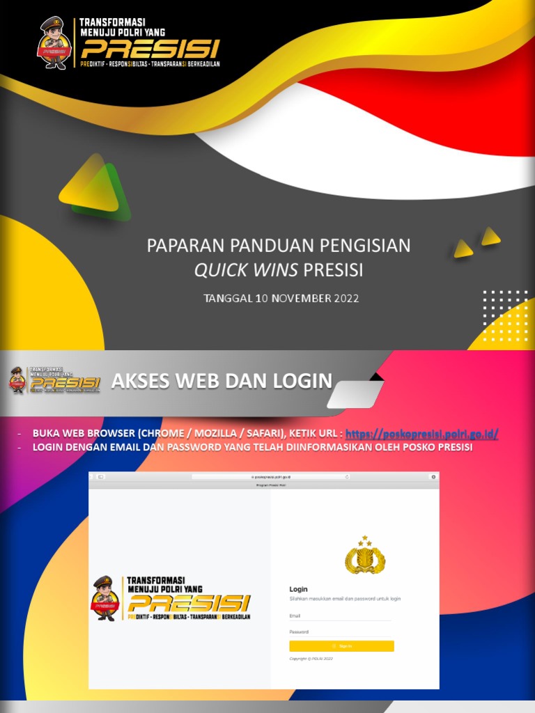 Bahan Paparan Panduan Quick Wins Presisi | PDF