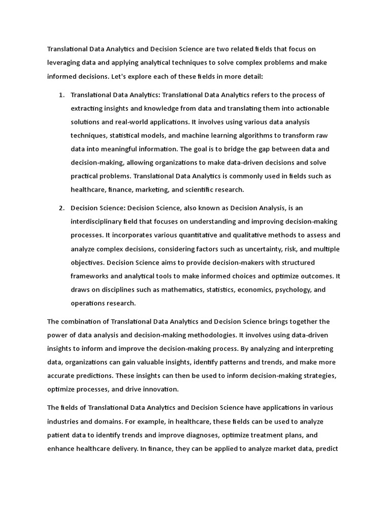 Translational Data Analytics and Decision Science | PDF | Analytics | Data