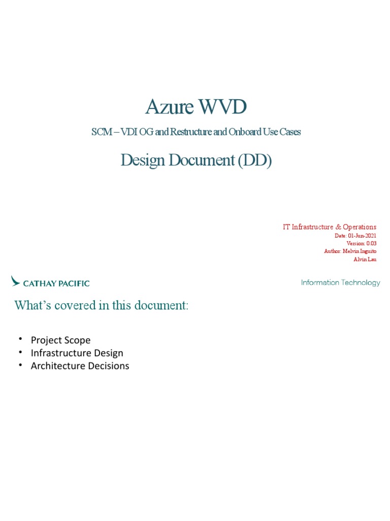 Azure WVD - Design Document - 20210601 v0.03 | PDF | Desktop ...