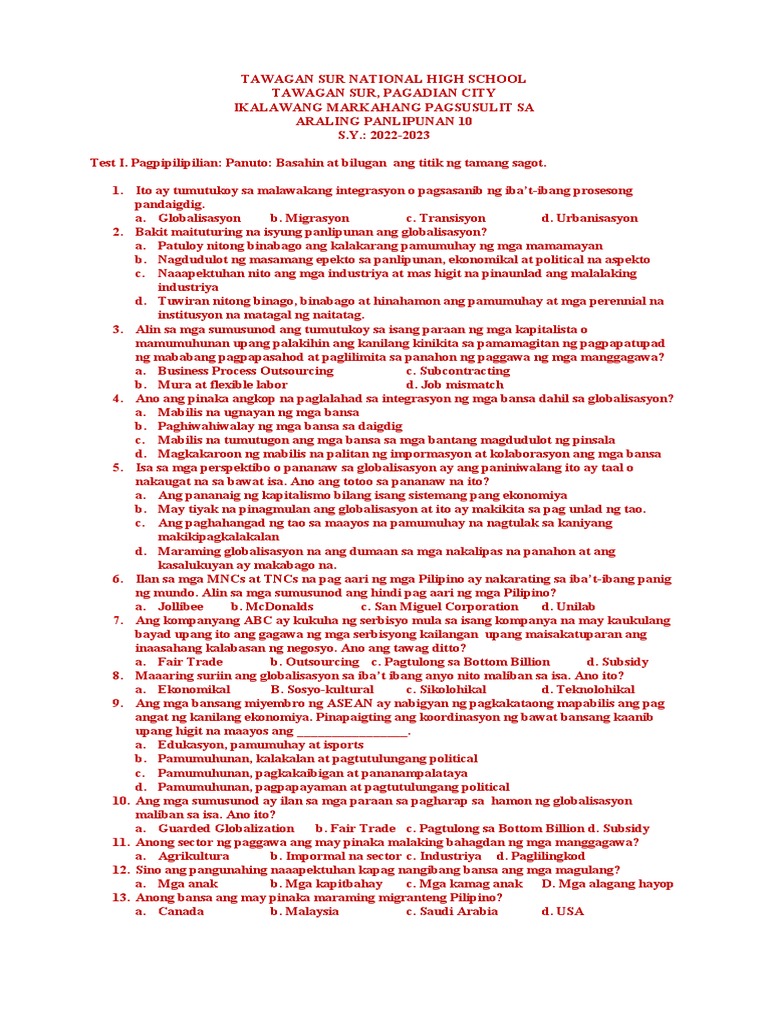 Ap 10 2ND Quarter | PDF