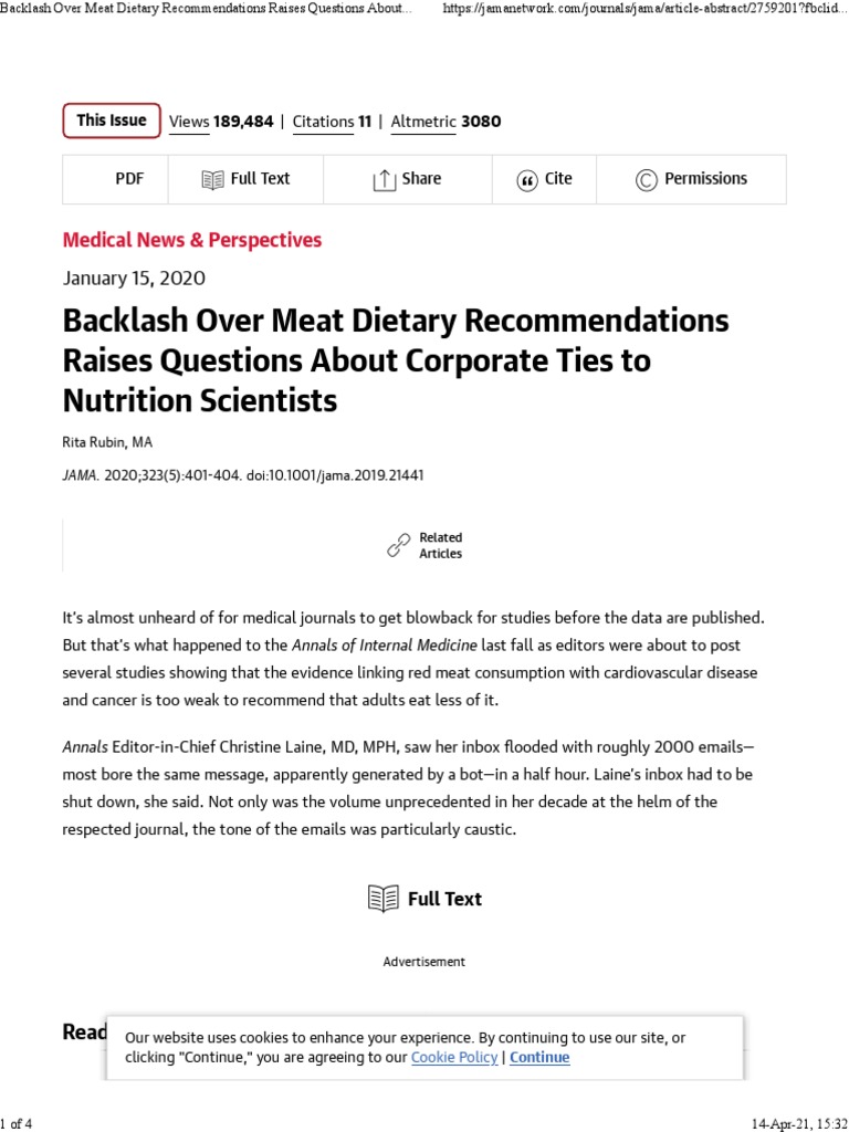 Backlash Over Meat Dietary Recommendations Raises Questions About ...
