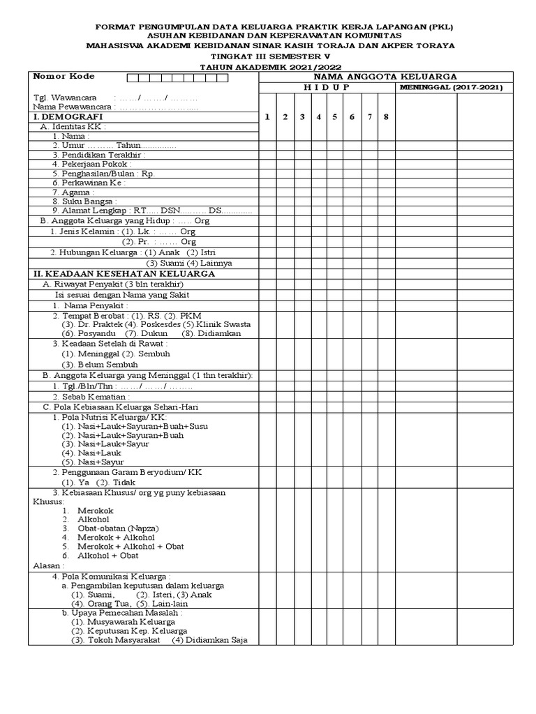 Format Pengumpulan Data Baru 2021 | PDF