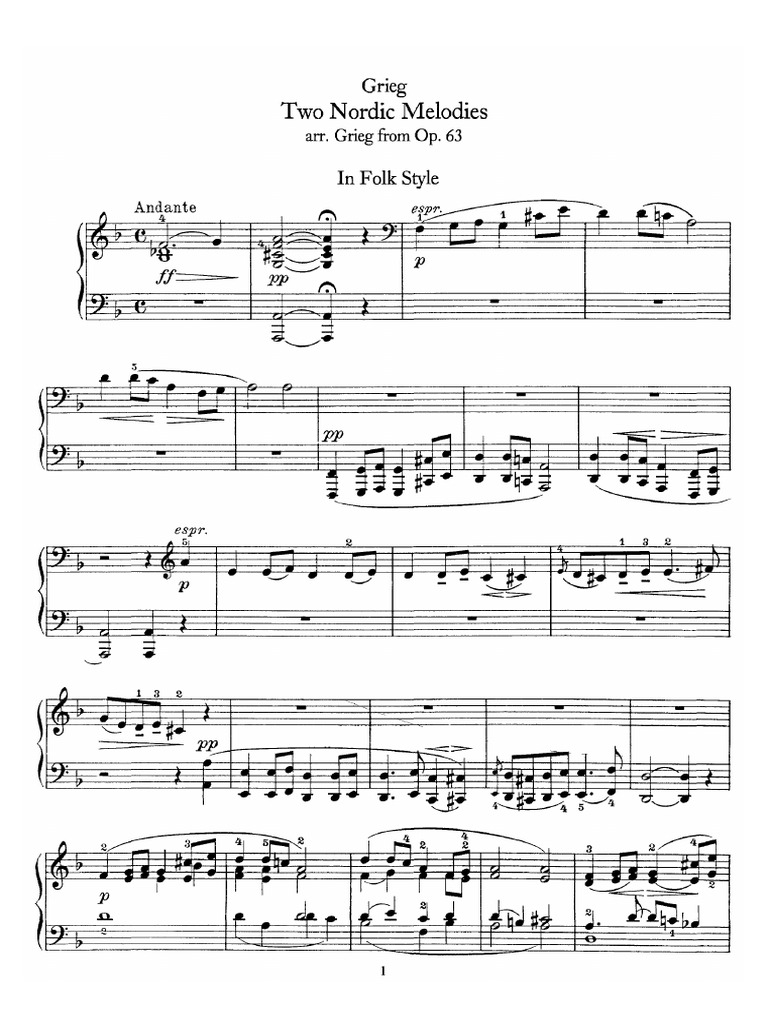 Grieg Lyric Pieces Opus 63 No. 2 | PDF
