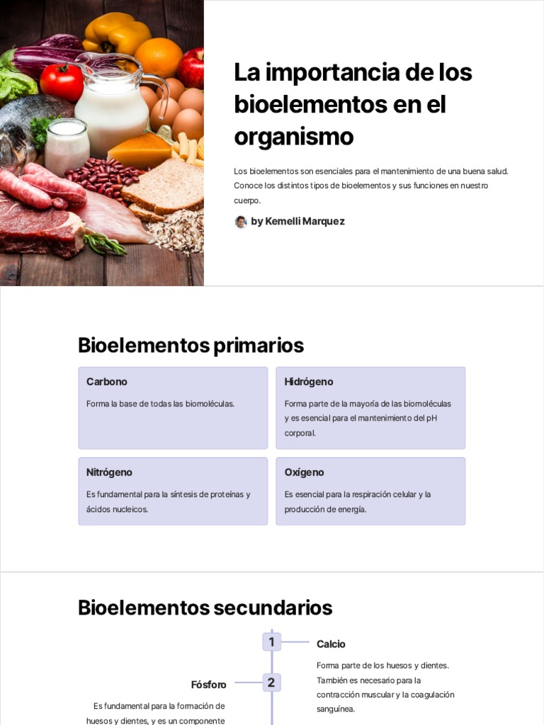 La Importancia de Los Bioelementos en El Organismo | PDF