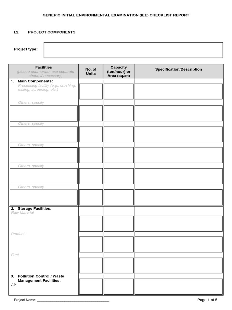 Generic Initial Environmental Examination (Iee) Checklist Report | PDF ...