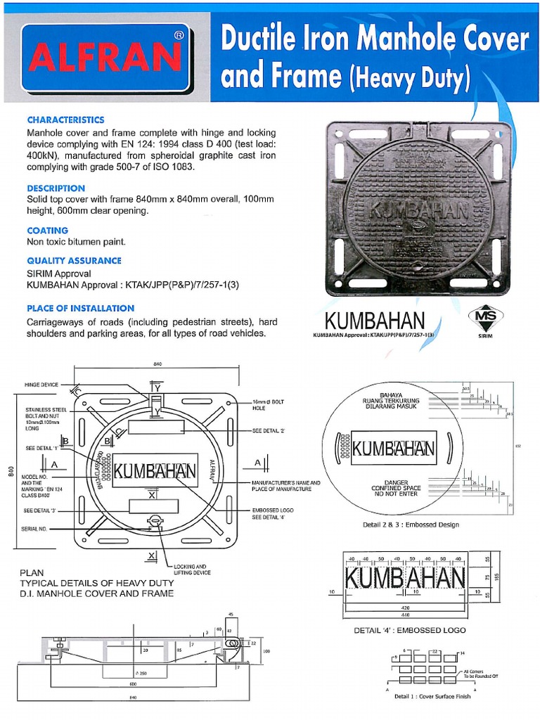 Alfran Ductile Iron Manhole Cover and Frame | PDF