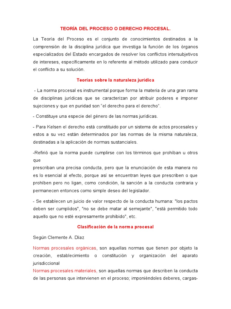 Teoría Del Proceso o Derecho Procesal | PDF | Ley procesal | Jurisdicción