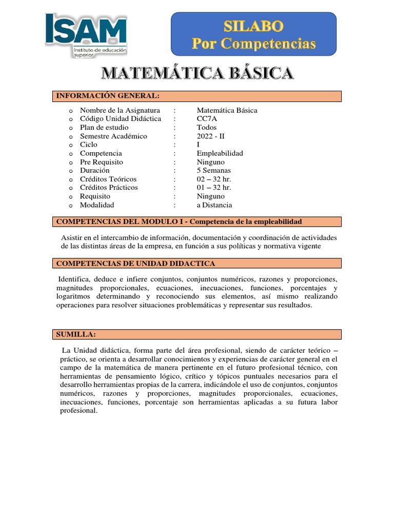Silabo Matemática | PDF