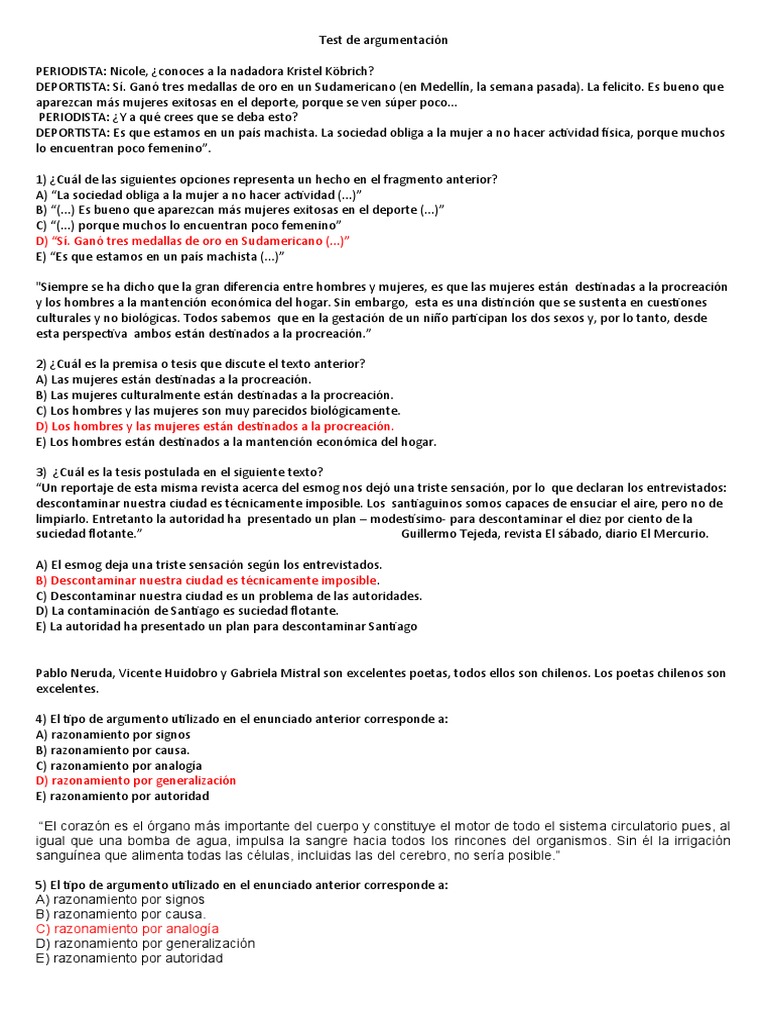 Test de Argumentación | PDF