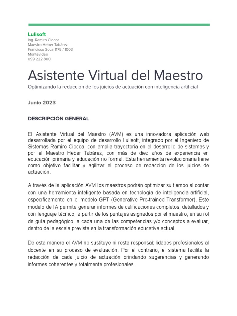 Proyecto Asistente Virtual Del Maestro | PDF | Computadoras