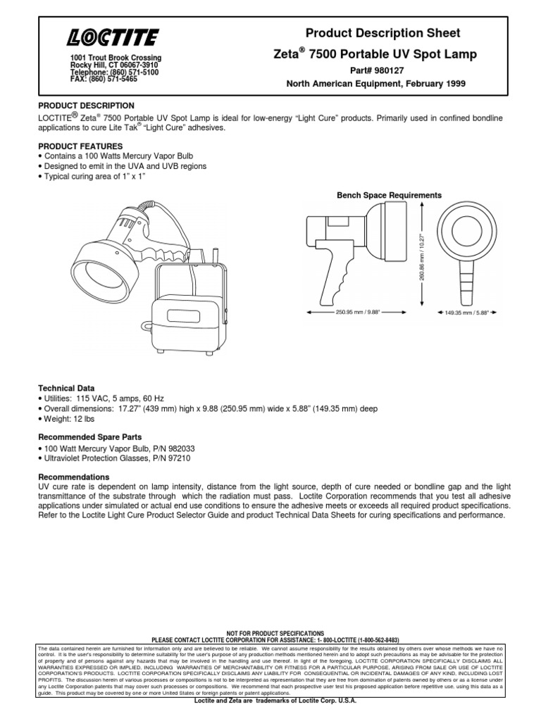 Loctite UV Spot Lamp | PDF | Ultraviolet | Light