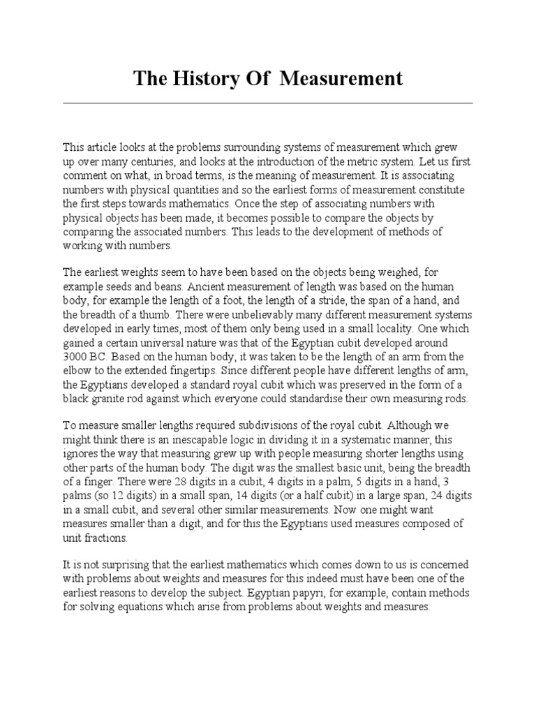 The History of Measurement | PDF | Metre | Measurement