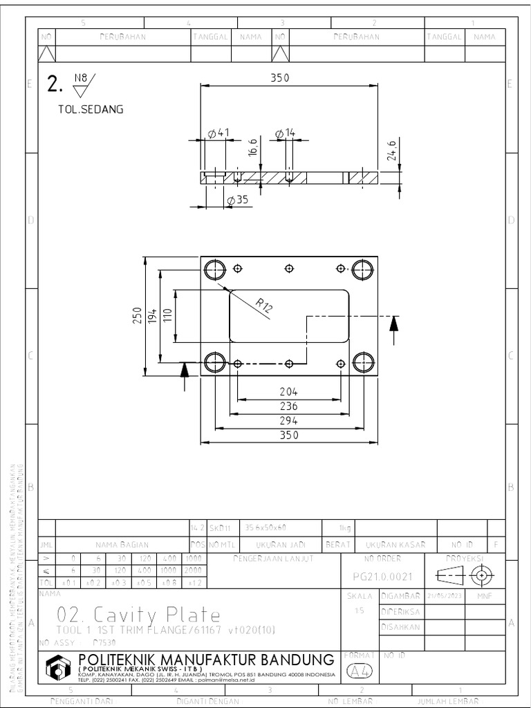 Cavity Plate Specifications and Details | PDF