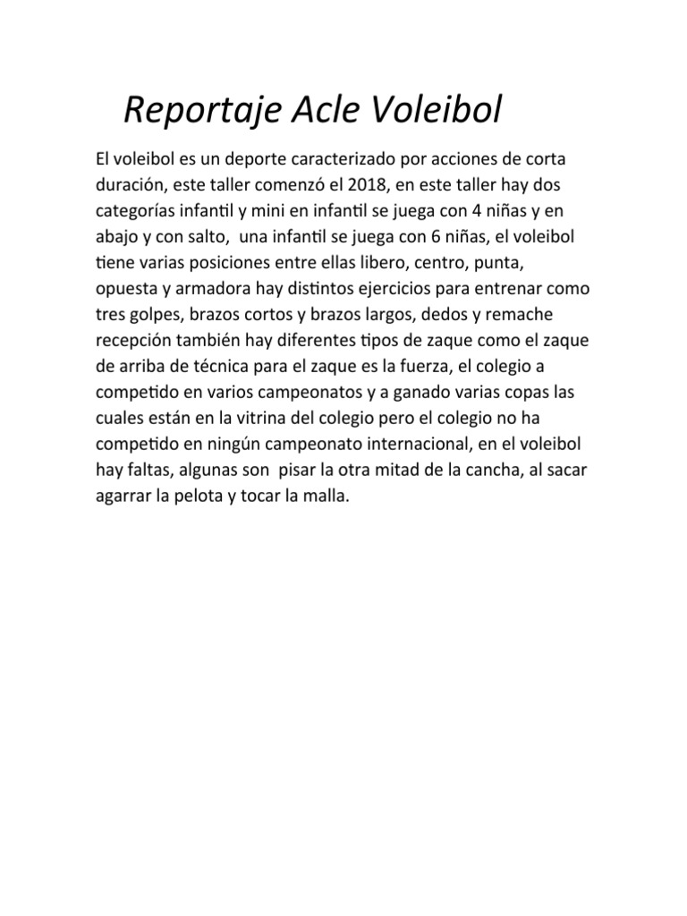 Reportaje Acle Voleibol | PDF