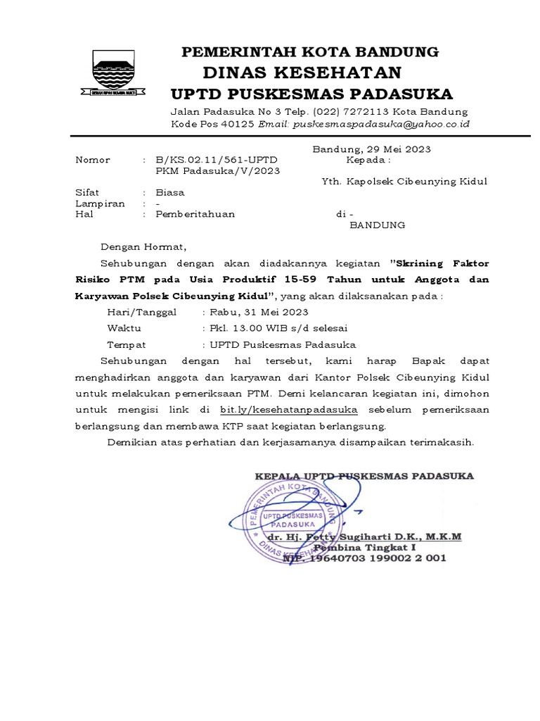 Contoh Surat Pemberitahuan | PDF