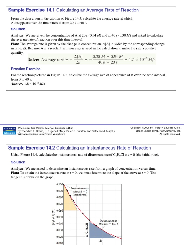 Ch14 Sample Exercise Pdf Reaction Rate Reaction Rate Constant