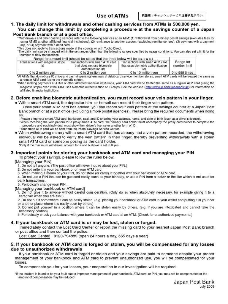5.ExplanationMaterialsFromJPbank English | PDF | Automated Teller ...
