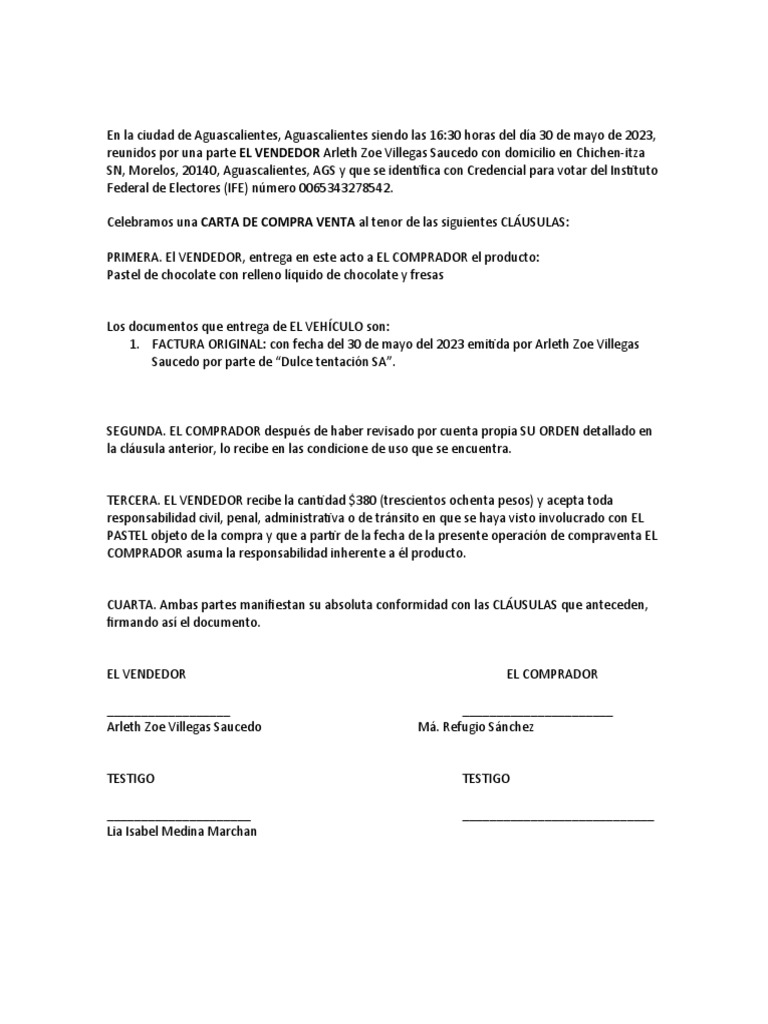 Carta de Compra-Venta | PDF