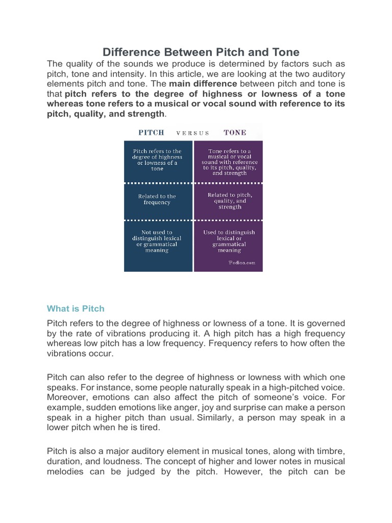 Understanding Pitch and Tone Differences | PDF | Pitch (Music) | Tone ...
