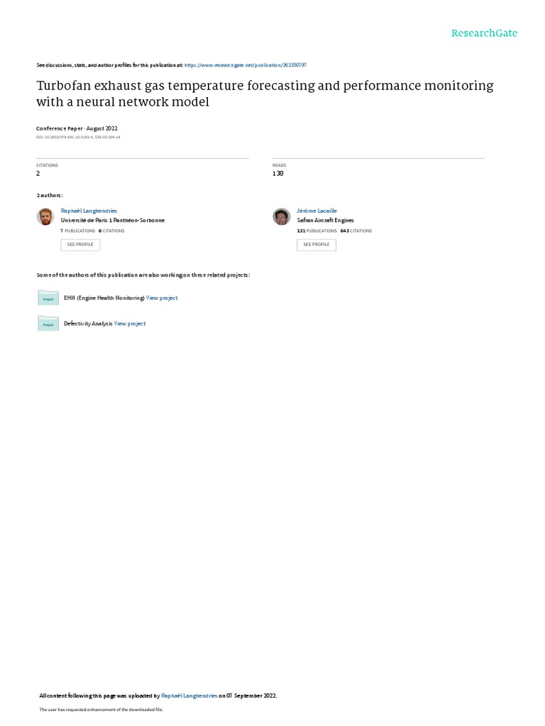Turbofan Exhaust Gas Temperature Forecasting and Performance Monitoring With A Neural Network ...