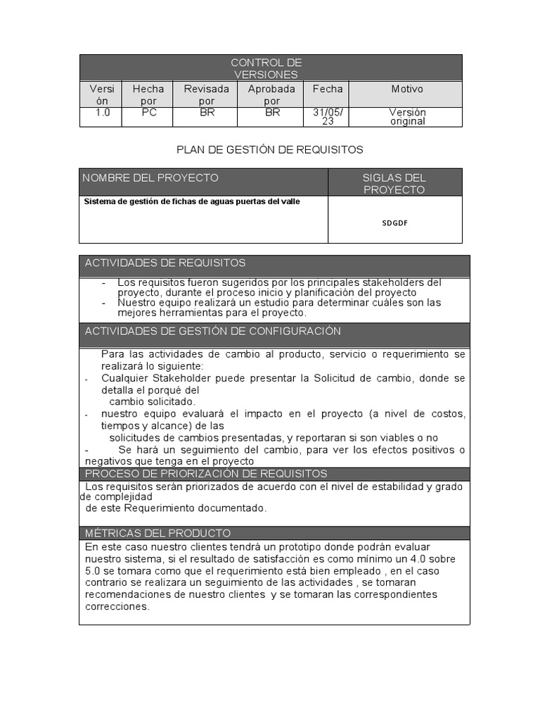 Gestión de Requisitos y Configuración SDGDF | PDF | Informática | Business