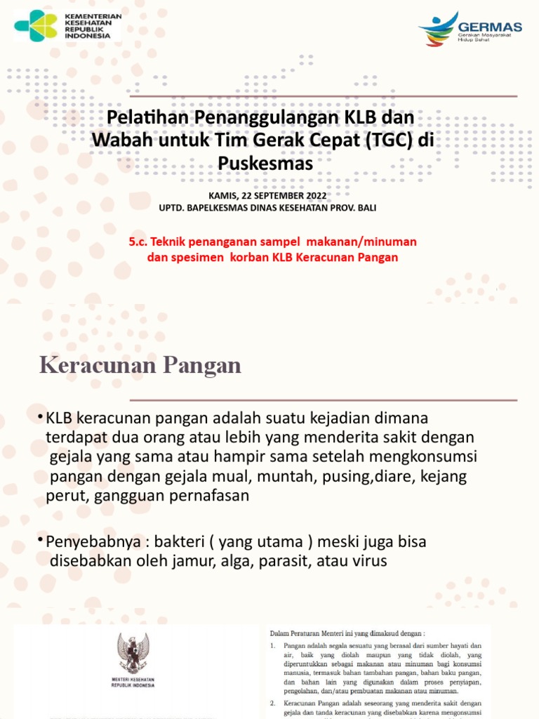 MPI 5 C Teknik Penanganan Sampel KLB Keracunan Makanan | PDF MPI 5 C Teknik Penanganan Sampel KLB Keracunan Makanan | PDF