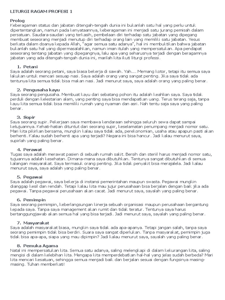 Liturgi Ragam Profesi 1 | PDF