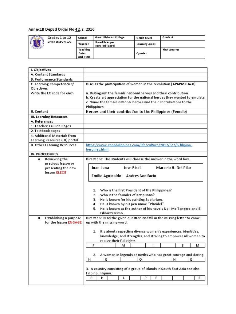 Lesson Plan in Curriculum | PDF | Philippines