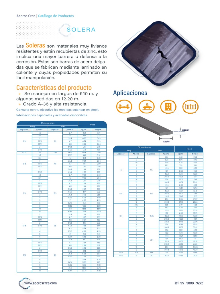 Solera Fichatecnica Aceroscrea | PDF | Rieles | Materiales de construcción