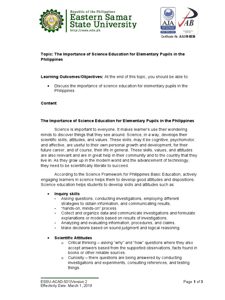 Importance of Science | PDF | Science Education | Science