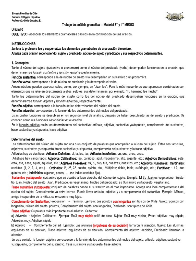 Trabajo Gram Á Tica | PDF | Adverbio | Predicado (Gramática)