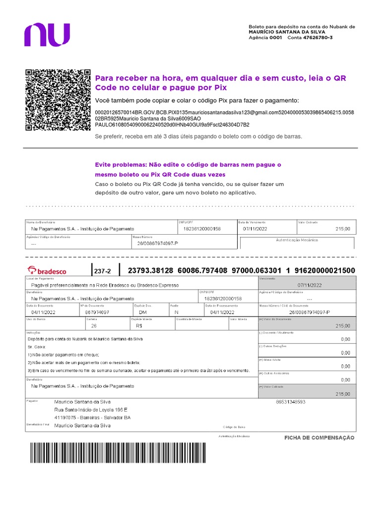 Boleto Nubank | PDF