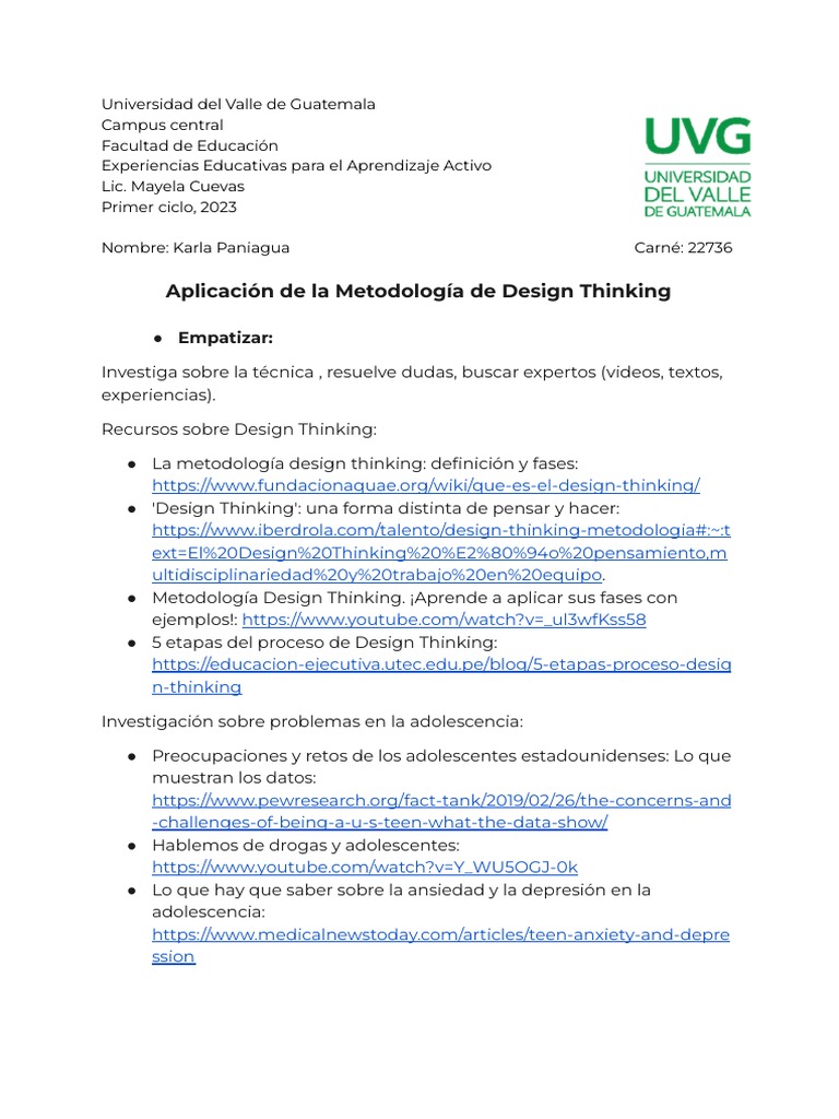 Design Thinking | PDF | Enseñando | Aprendizaje