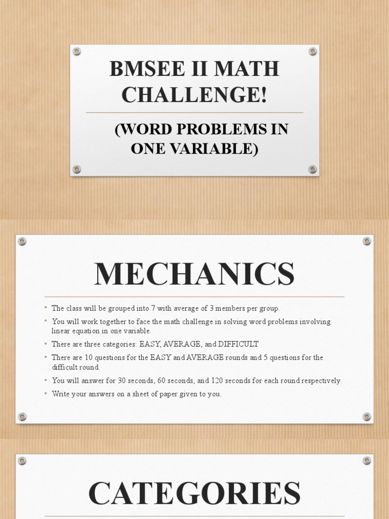 Bmsee Ii Math Challenge! | PDF | Length | Rectangle